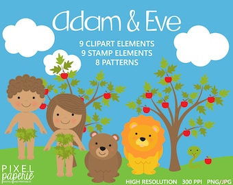 Adam and Eve Clipart - Etsy