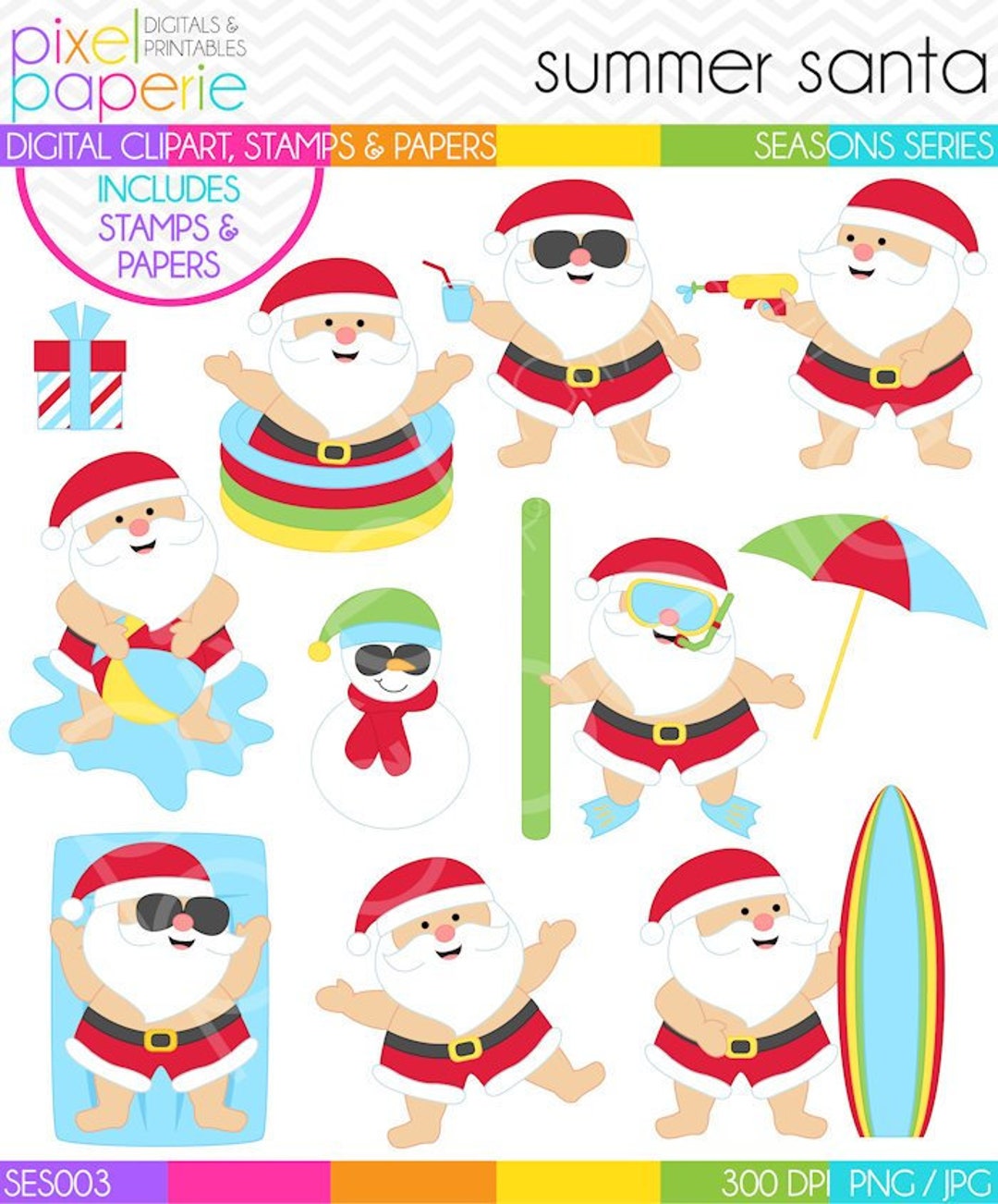 Free Santa On The Beach Clipart Free