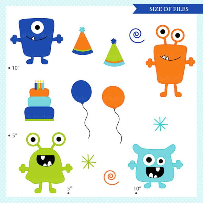 Monster Aliens Clipart Clip Art Birthday Party Boy Monsters - Etsy