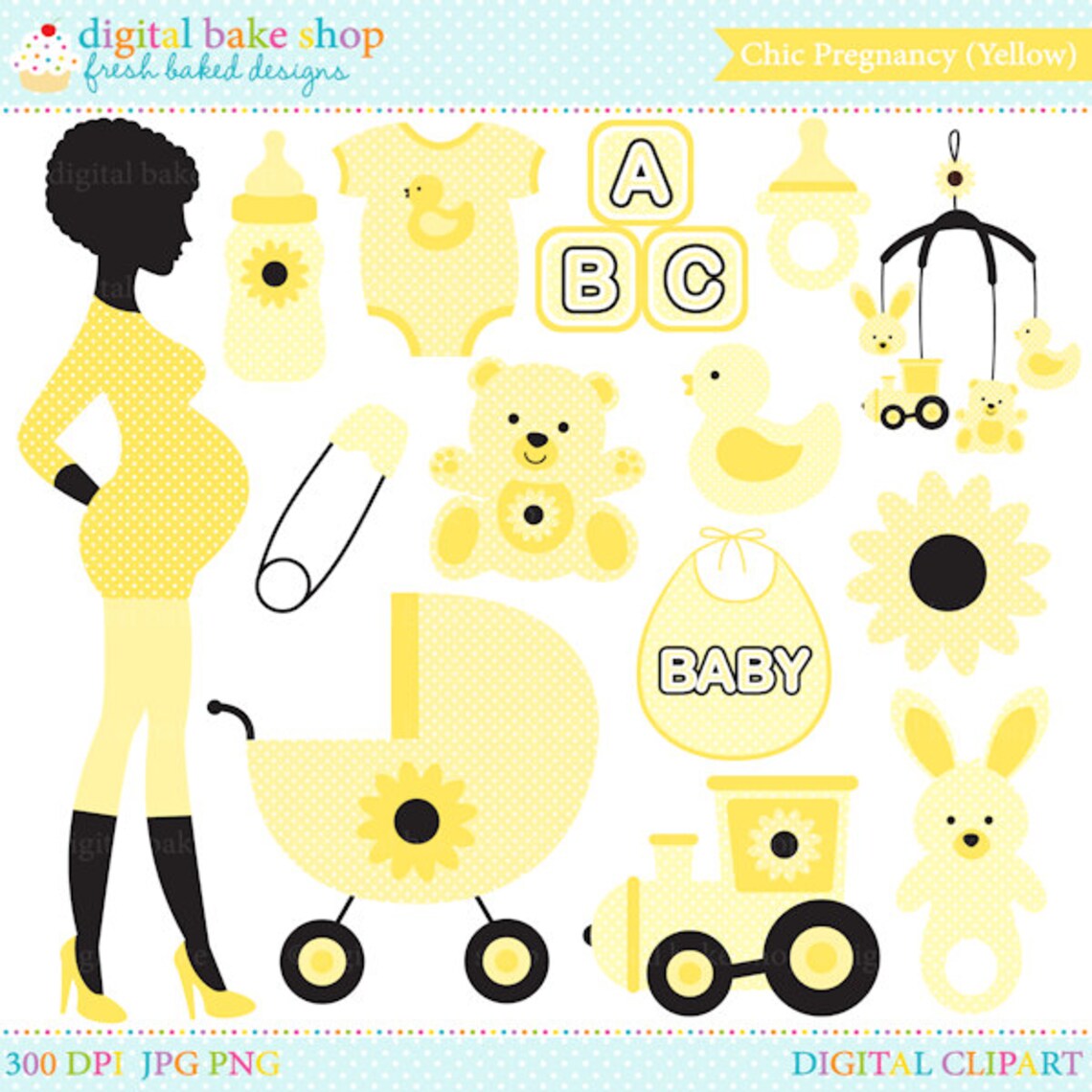 Pregnancy pregnant baby clip art clipart digital Chic | Etsy