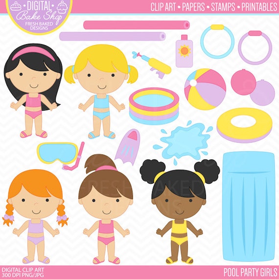 summer clipart pool graphics pink party clipart girl pool party clipart ...