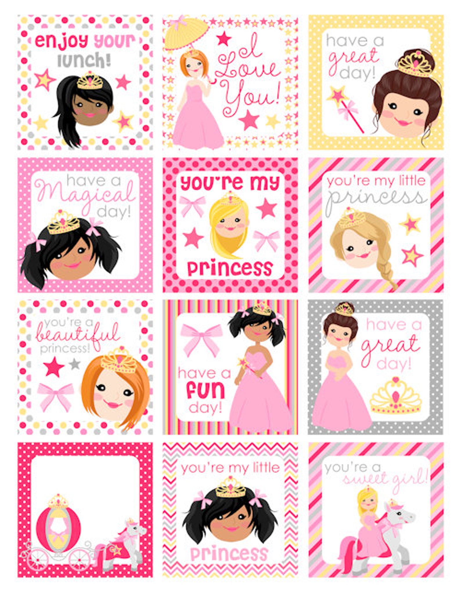 Princess Lunch Box Notes Printable Fairytale School - Etsy Canada