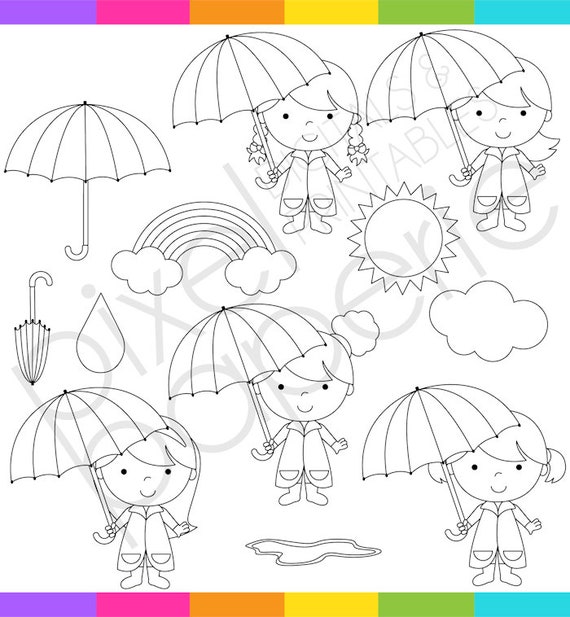 Spring Rain Clipart Black And White
