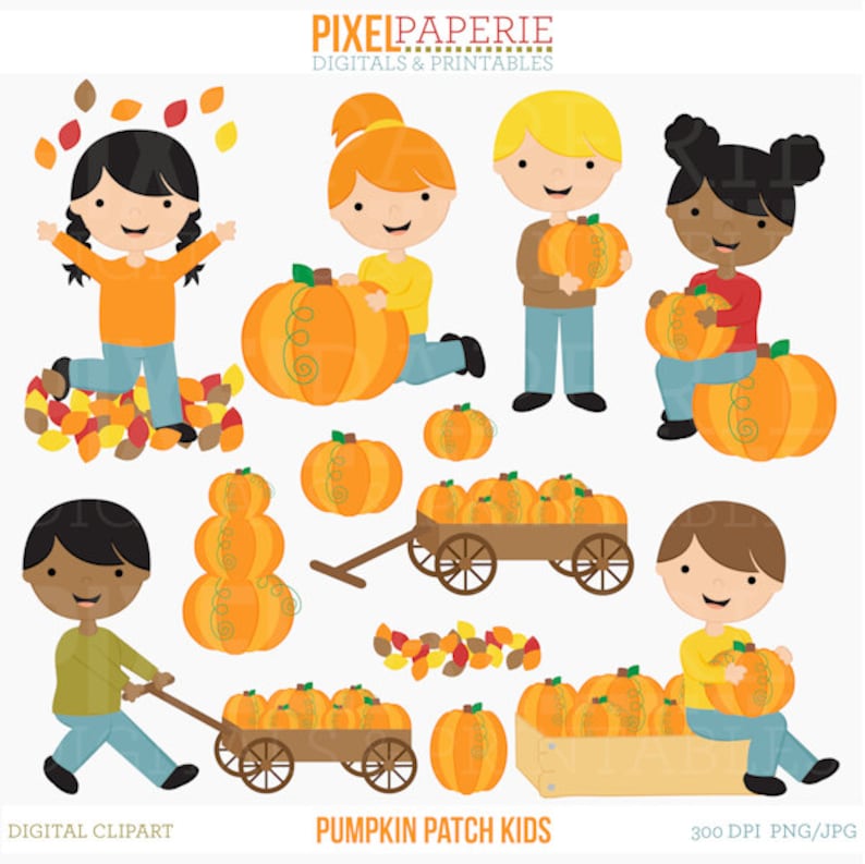 Pumpkin Patch Clipart Clip Art Digital Pumpkin Patch Kids - Etsy