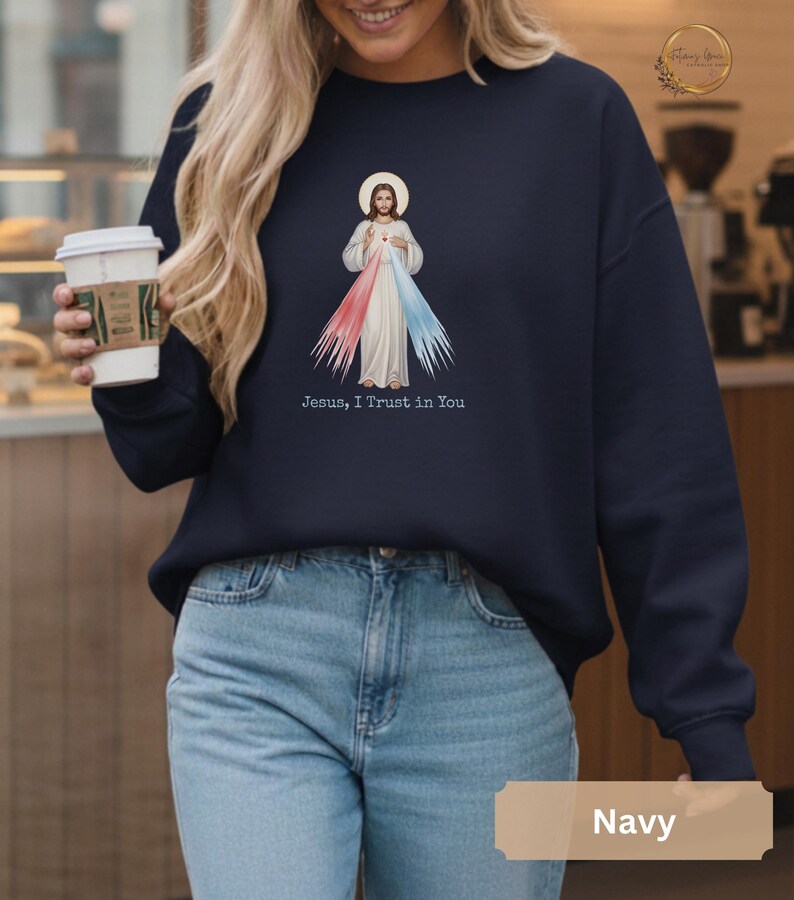 Divine Mercy Sweatshirt - Jesus I Trust in You, Catholic Gift | Saint ...