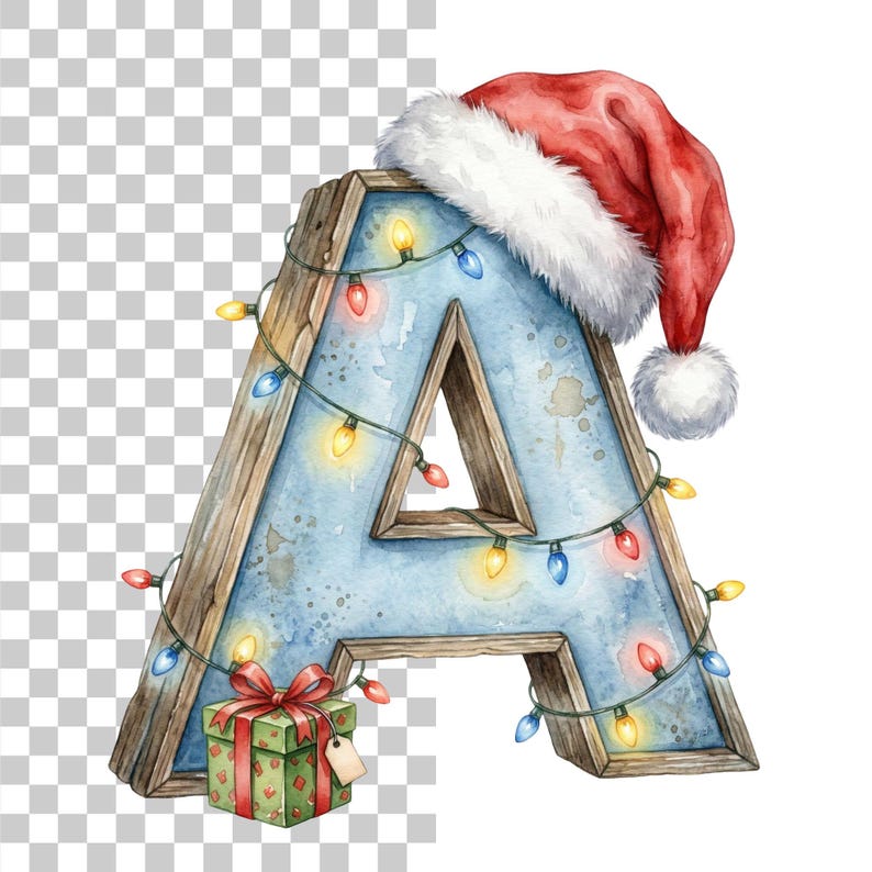 Christmas Alphabet Clipart Set – Santa Hat Letters & Numbers , PNG ...