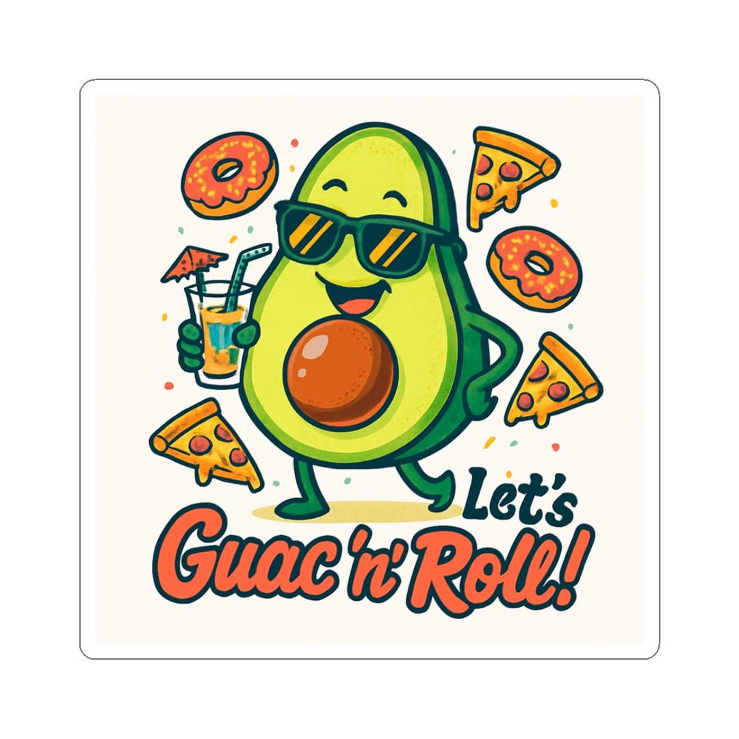 Guac'n Roll Avocado Sticker - Kiss-cut - Etsy