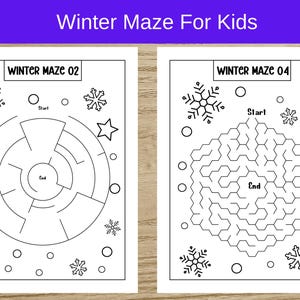 Winter Maze Coloring Pages for Kids, Printable PDF Activity Worksheets ...