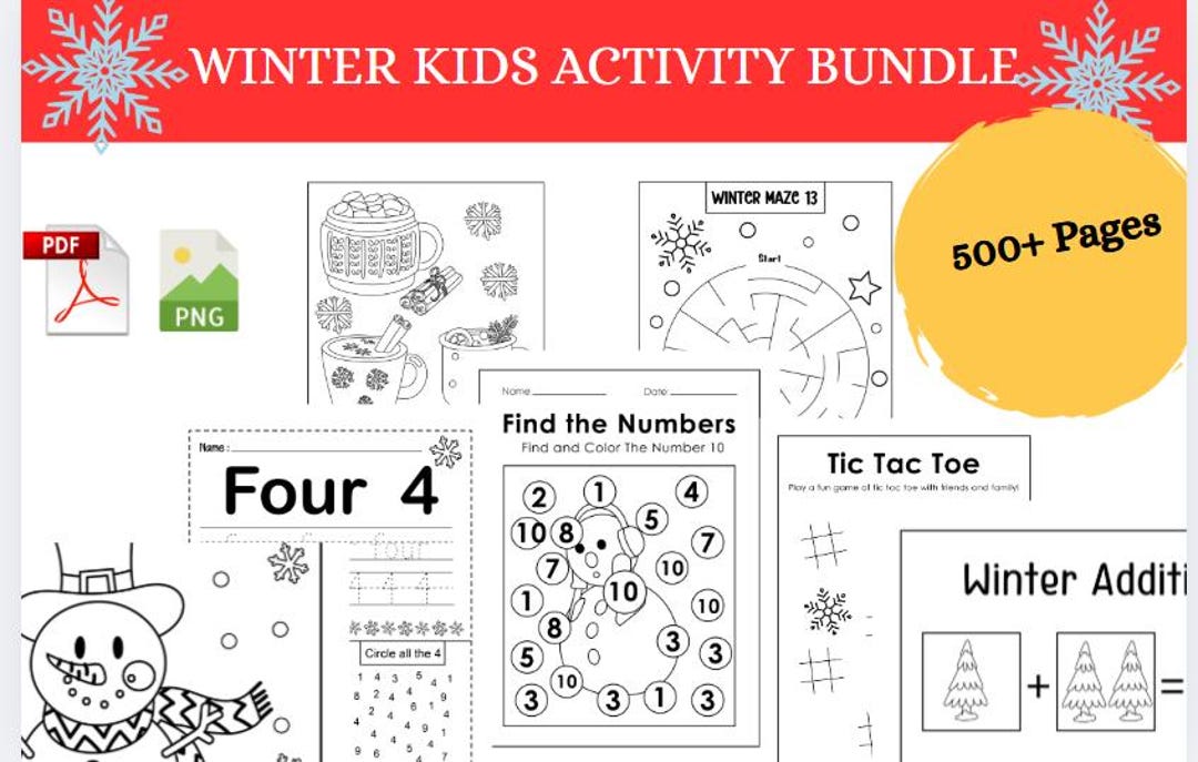 Kids Winter Activity Bundle for Kids, Printable Preschool Worksheets ...