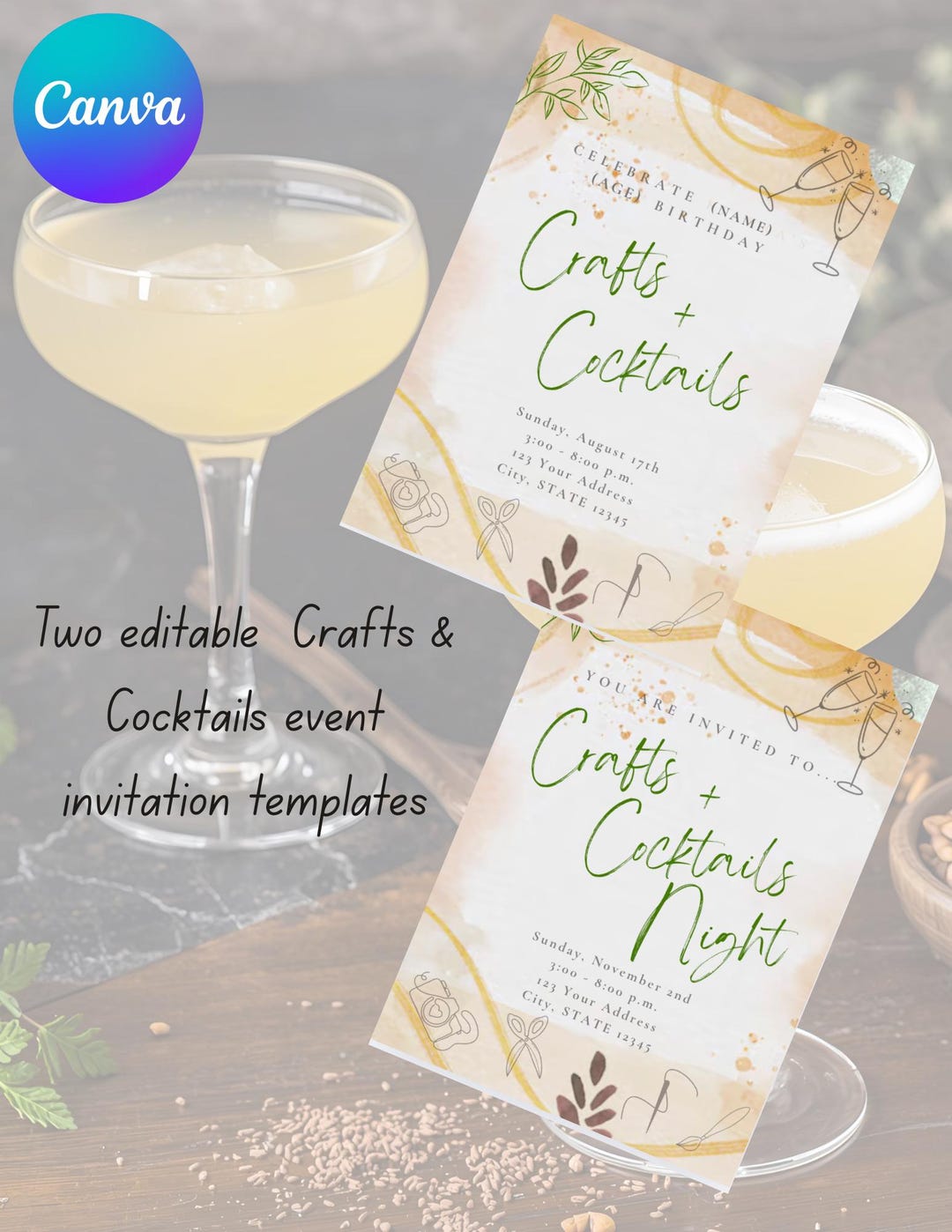 Crafts & Cocktails Invitation - Etsy