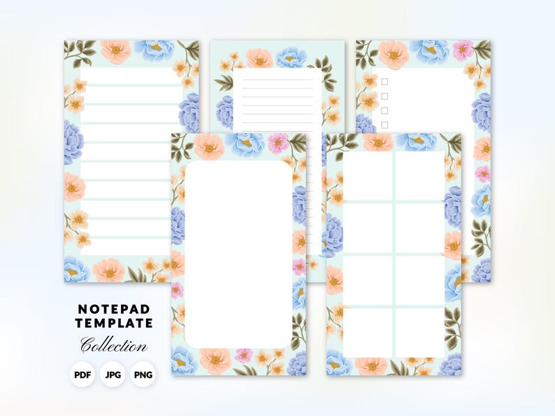 Floral Notepad Templates, Printable Planner Set (digital Download) - Etsy
