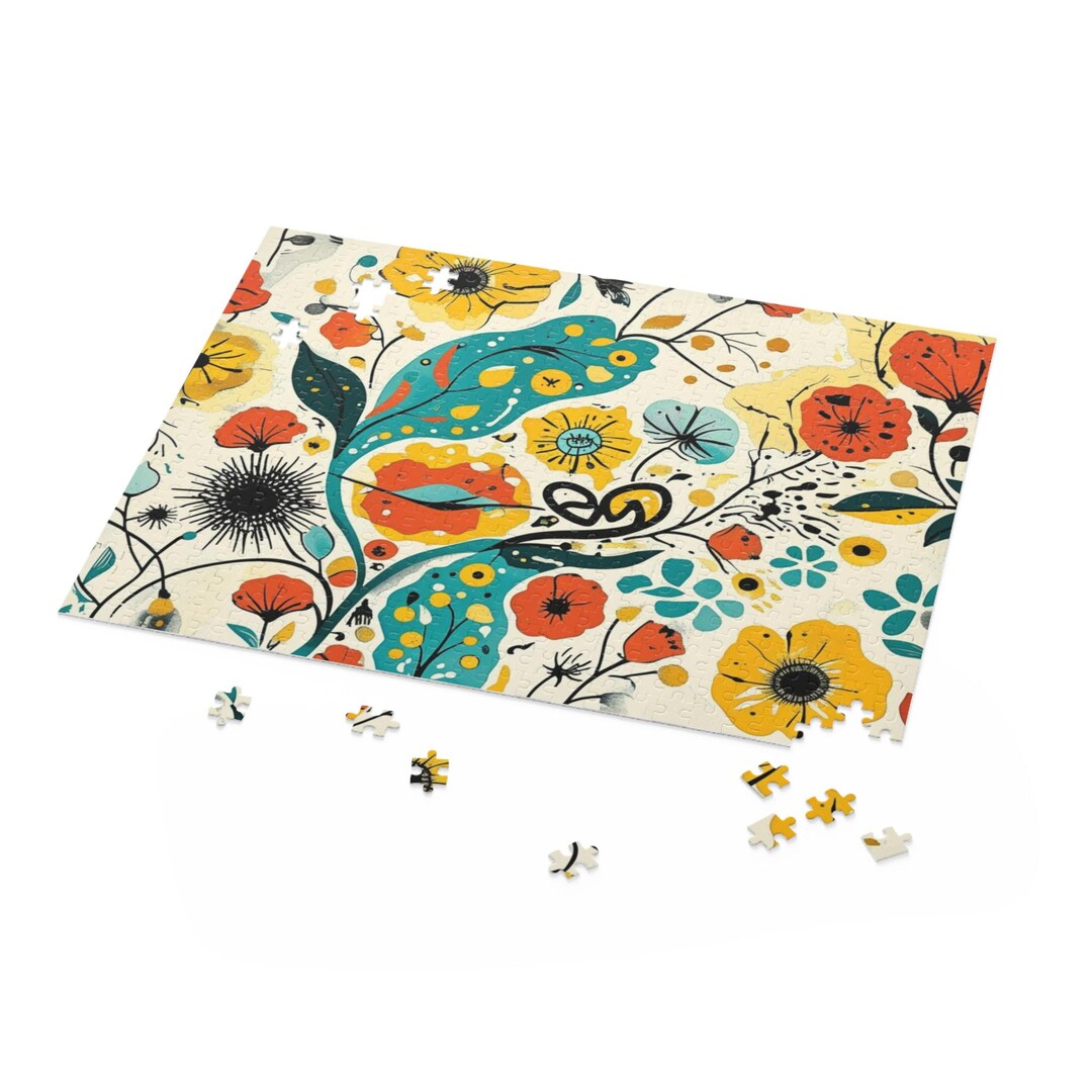 Dopamine Retro Floral Pattern Puzzle | 120-500 Piece Jigsaw - Etsy