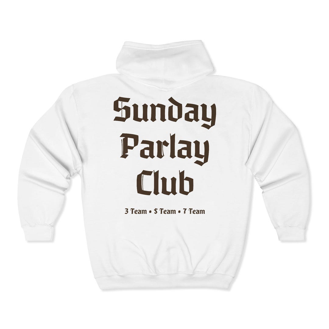 Sunday Parlay Club Typography Zip up Hoodie | Gambler Phrase Zipper ...