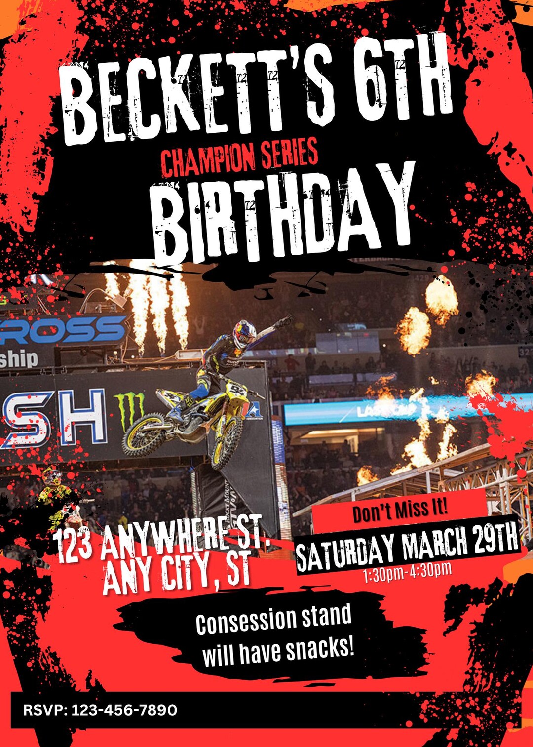 Motocross Birthday Invitation | Dirt Bike Party Invite | Supercross ...
