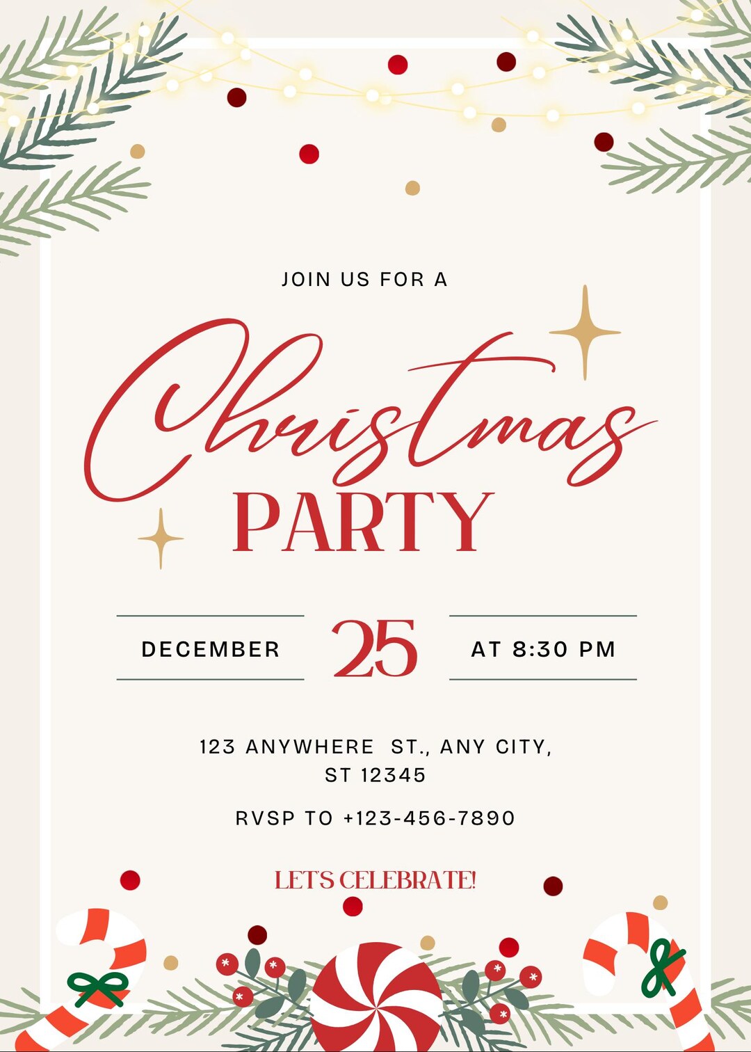 Elegant Christmas Party Invitation | Holiday Gathering (digital ...