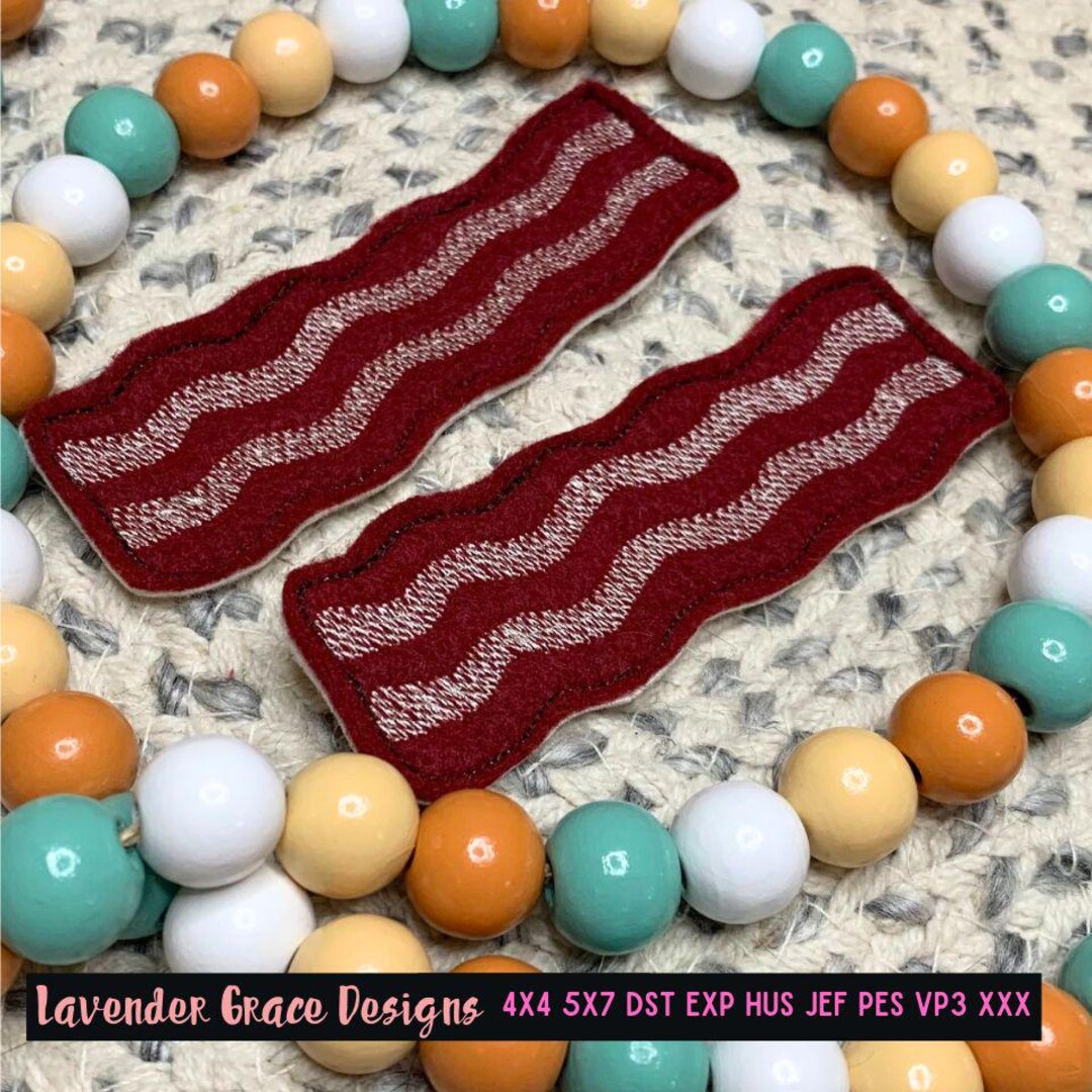 Bacon ITH Embroidery Download 4x4 5x7 Play Food Digital Imagination ...