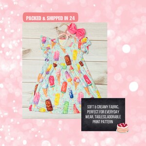 Milk Silk Summer Popsicles Flutter Sleeve Dress, Girls Toddler Ice ...