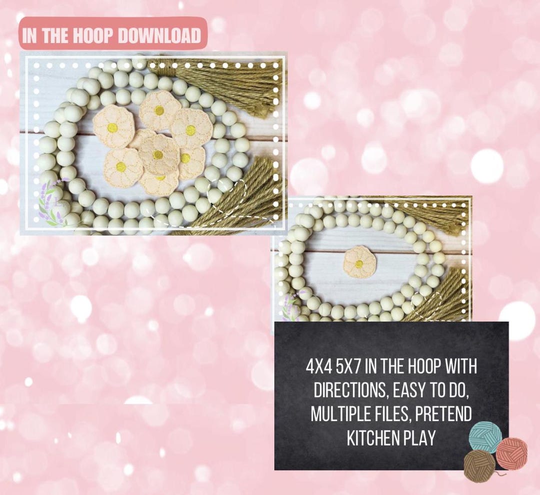 ITH 4x4 5x7 Peony Flower Feltie Digital Download, DIY Embroidery Feltie ...