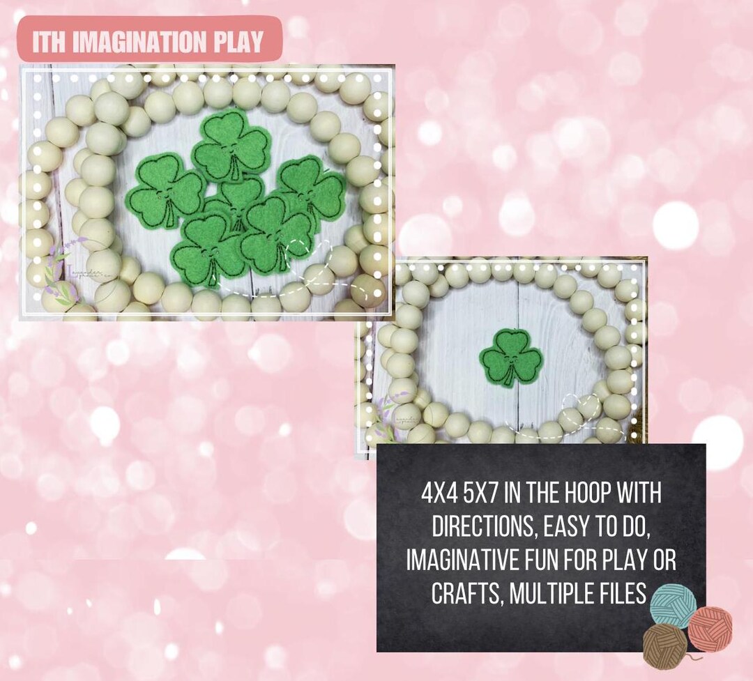 St. Patrick's Day Clover ITH Embroidery Digital Download, Pinch Proof ...