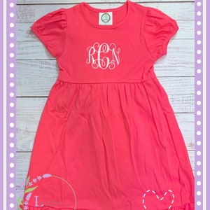 Embroidered Monogrammed or Name Ruffle Dress, Back to School Initials ...
