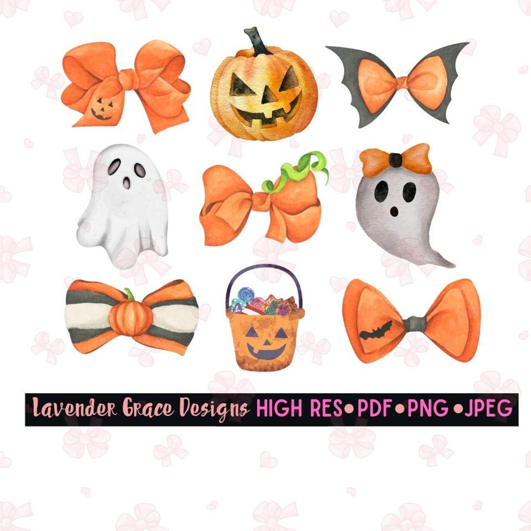 Coquette Bows & Halloween Digital Download Png, Jpeg Pdf, Spooky Fun ...