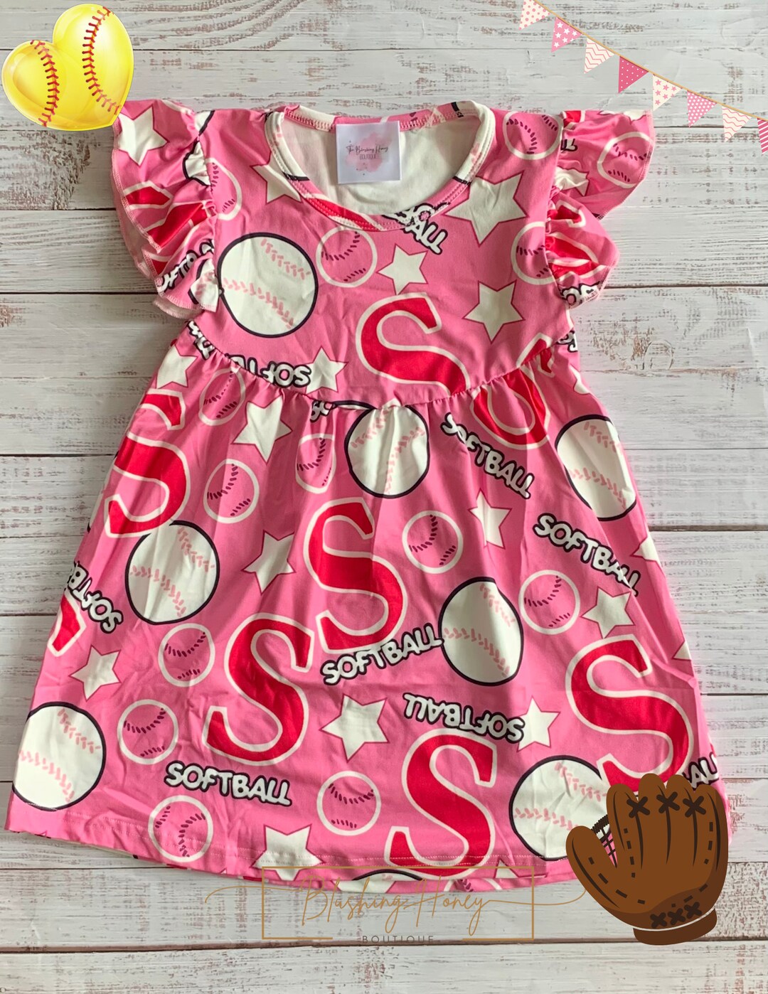 Milk Silk Pink Softball Girls Flutter Dress Softball Player - Etsy