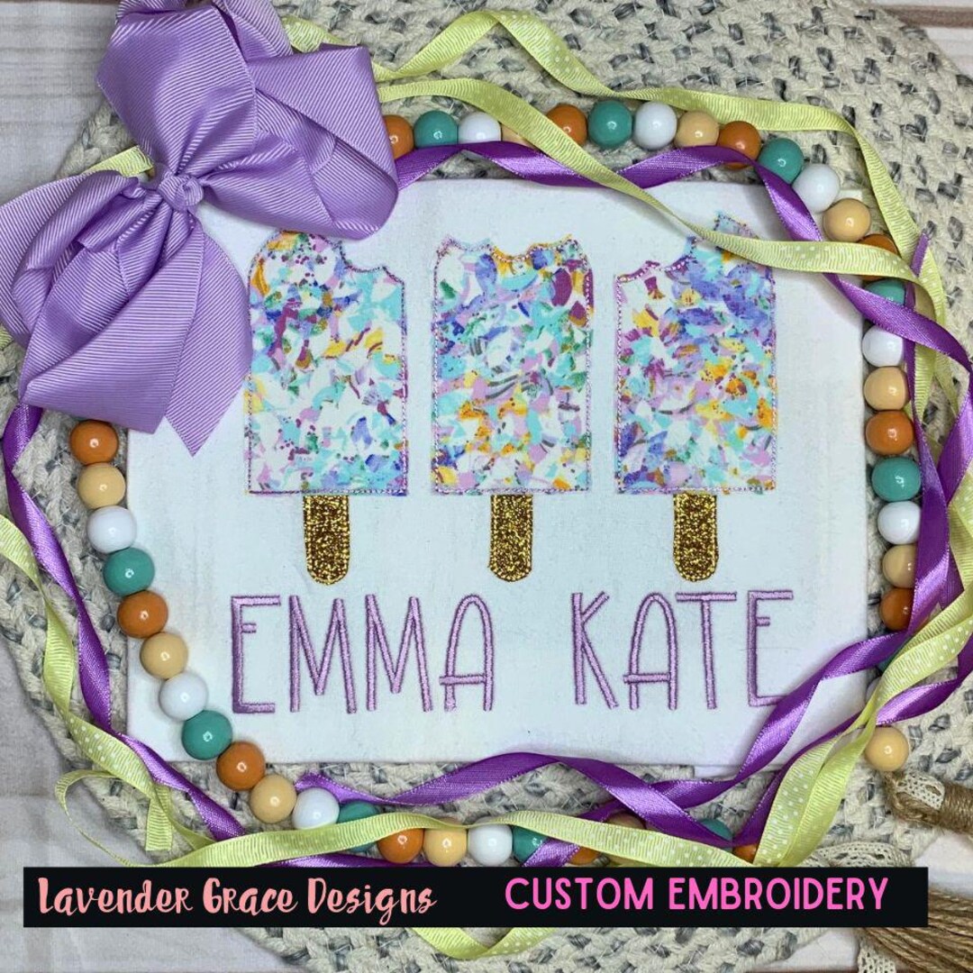 Popsicle Applique Embroidered Shirt W/ Personalization, Summer Time ...