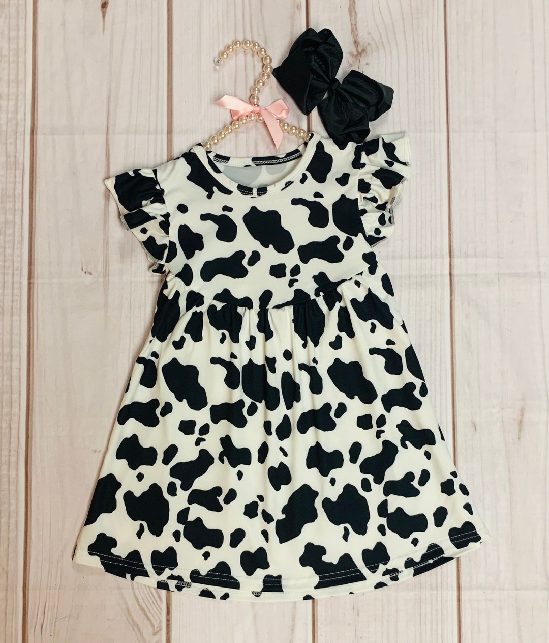 Milk Silk Cow Print Flutter Sleeve Dress on the Farm Dress - Etsy