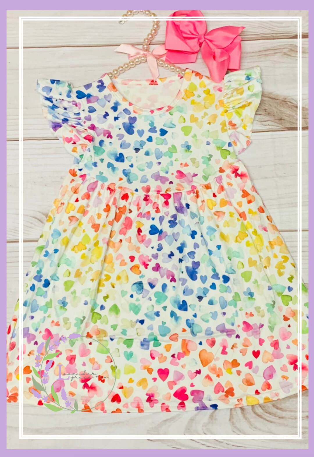 Milk Silk Rainbow Hearts Flutter Sleeve Dress, Girls Toddler Ombre ...