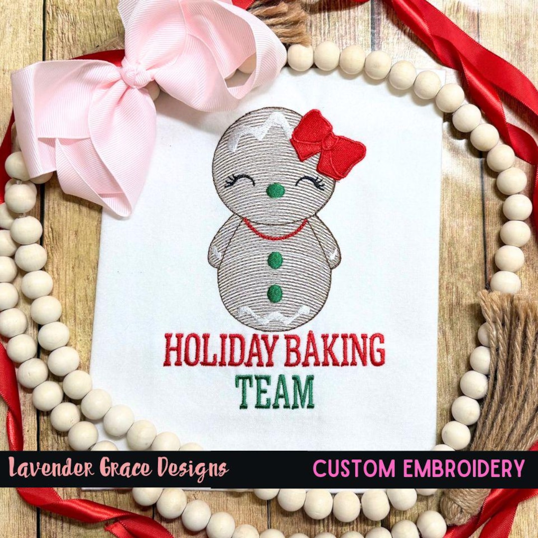 Gestickte Skizze Urlaub Backen Team Lebkuchen Mädchen oder Junge Kinder ...