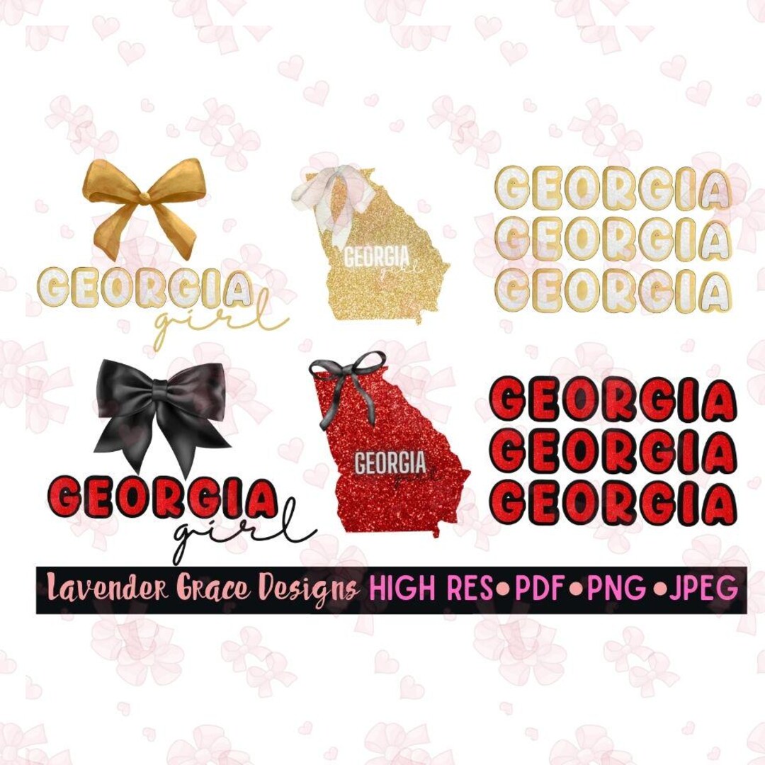 Georgia Coquette Glitter Digital Download 6 Images Pdf Png Jpeg, Bubble ...