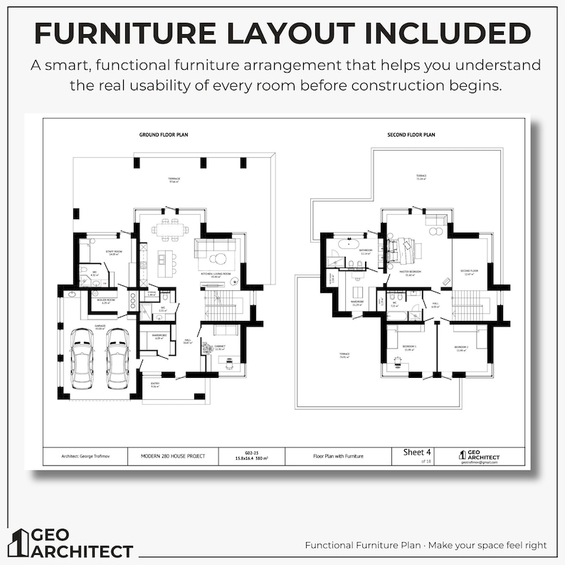 Custom Architectural Floor Plans · Home Design · A3 PDF + CAD (metric ...
