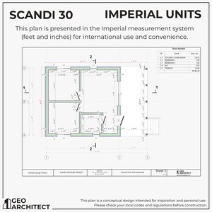 SCANDI 30 - Modern Small Cabin House Plan – 2-bedroom Scandinavian ...