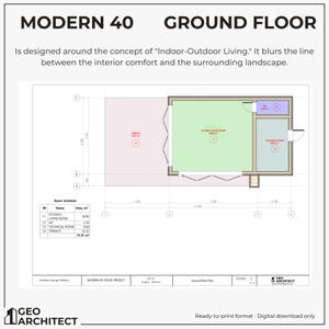 Small Modern House Plan – 40 Sqm, 1 Bedroom Cabin (PDF) - Etsy