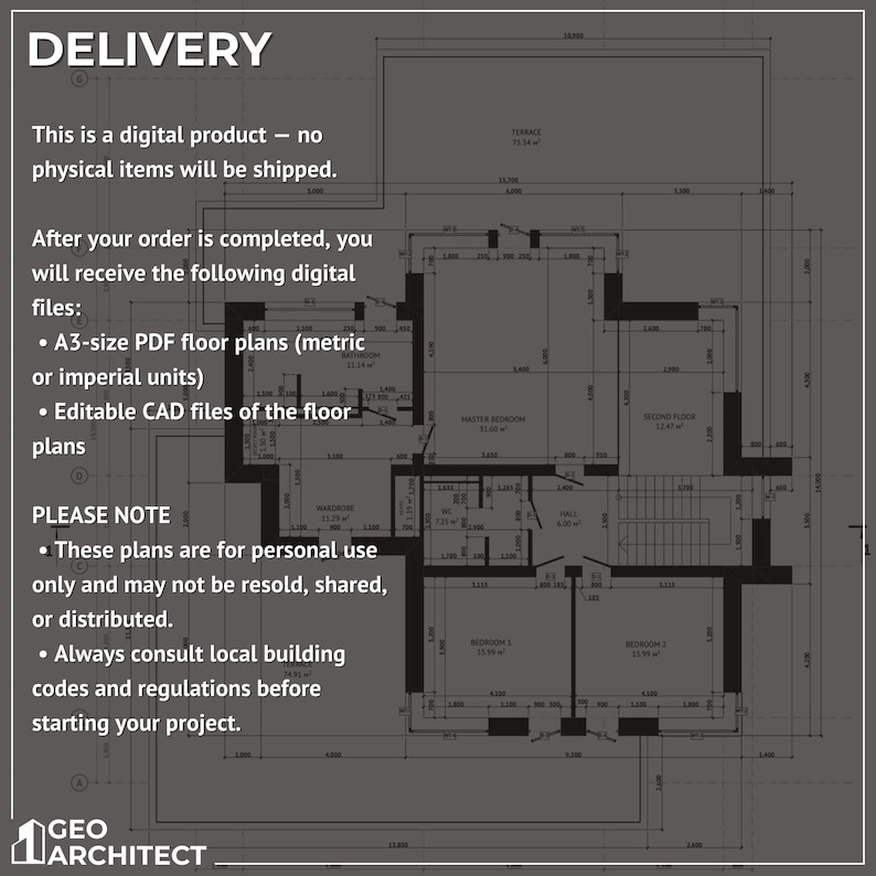 Custom Architectural Floor Plans · Home Design · A3 PDF + CAD (metric ...