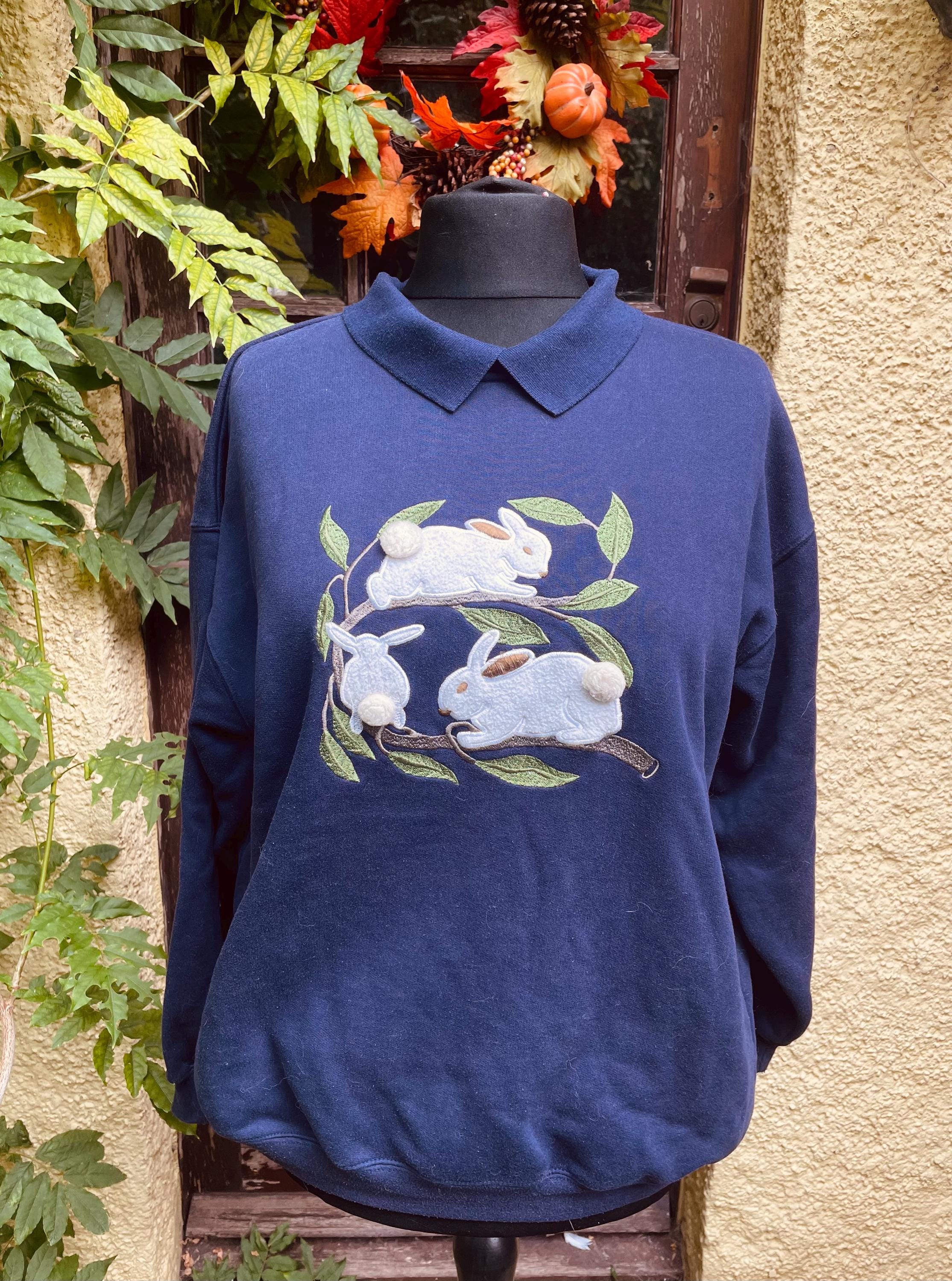 Cute Vintage 1990 Rabbit Jumper Pullover Cottagecore - Etsy
