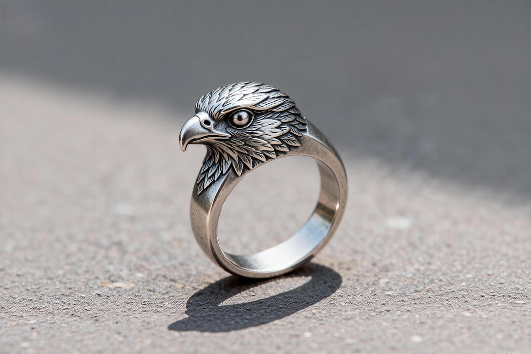 Eagle Valor Ring” Handcrafted Sterling Silver – Customizable Falcon ...