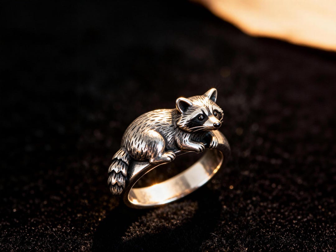 Little Bandit Raccoon” Handcrafted Sterling Silver Ring – Woodland ...