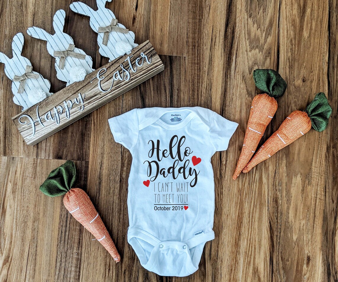 Hello Daddy I Can't Wait to Meet You Onesie Baby Reveal - Etsy