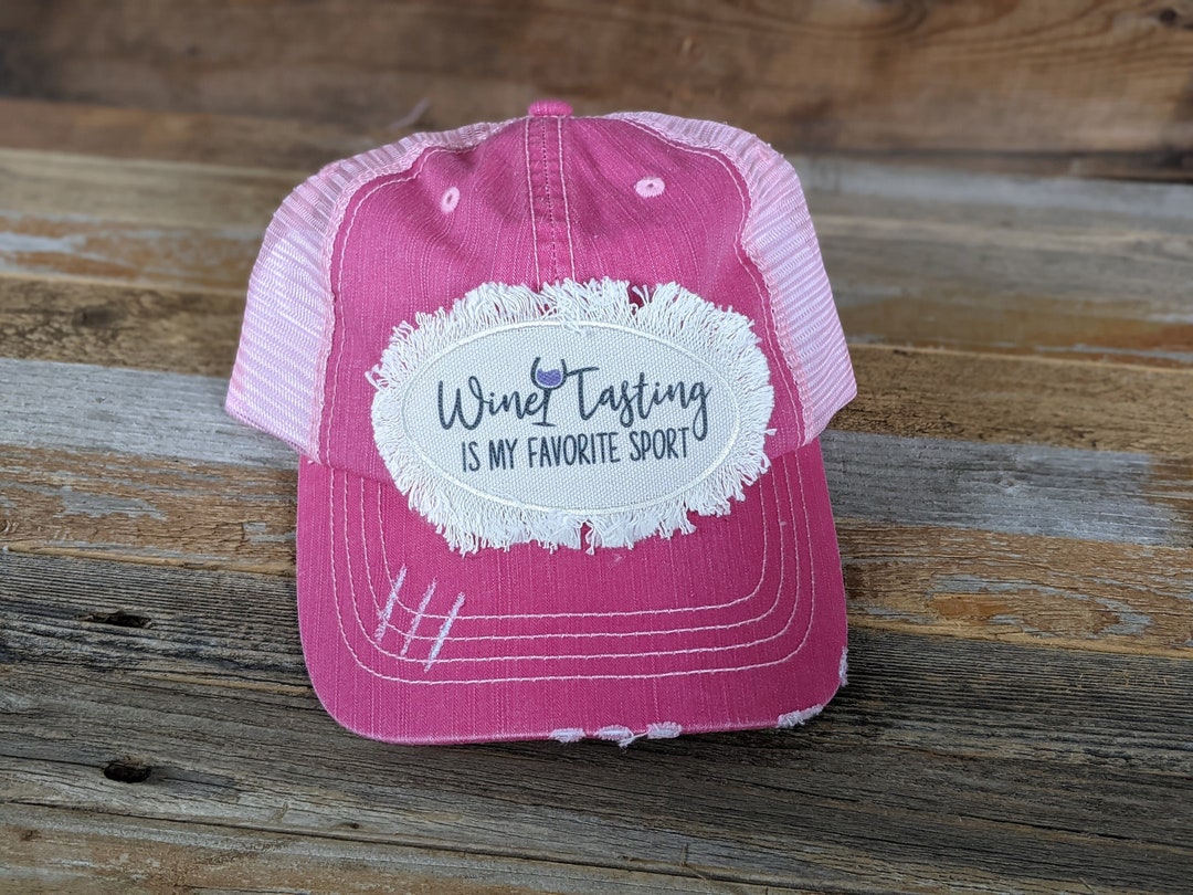 Funny Drinking Hat, Wine Tasting is My Favorite Sport, Distressed ...