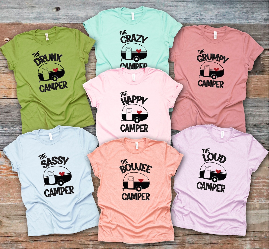 Funny Camping Mom Shirts: Matching Camper Crew Vacation Girls Trip Tees ...