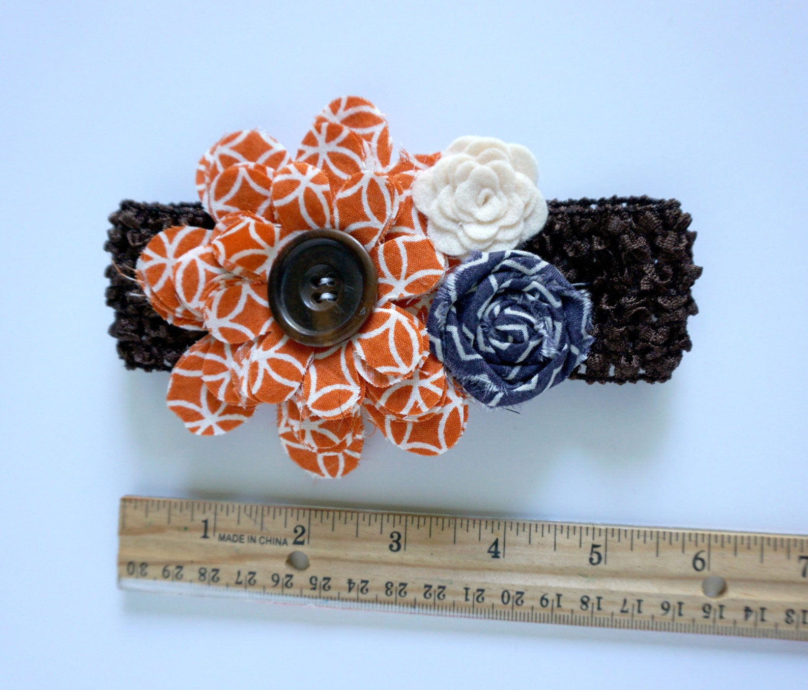 Flower headband daisy and rosette headband rustic headband | Etsy