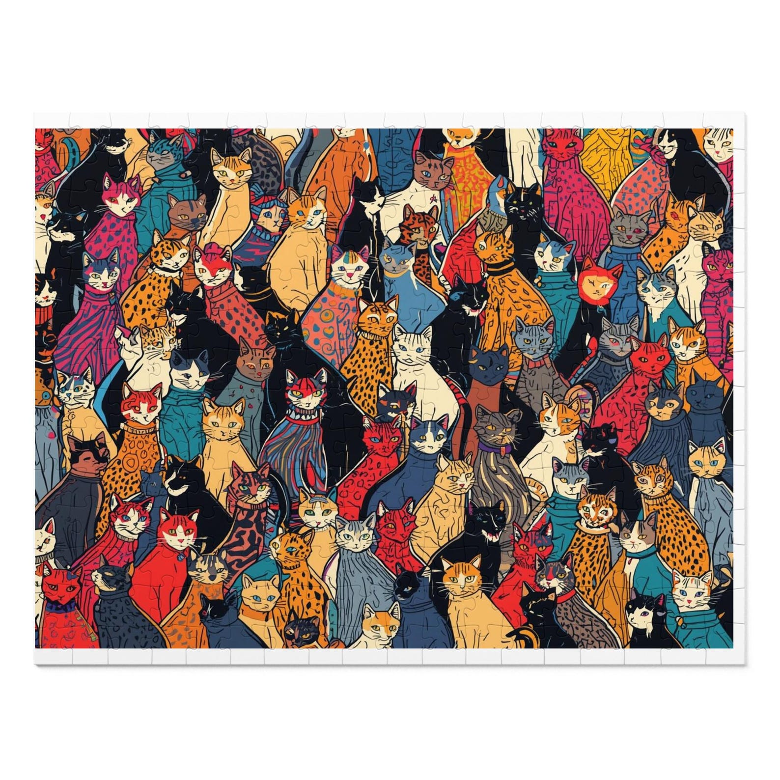 Colorful Cats Jigsaw Puzzle - Family Fun Activity With Tin - Etsy
