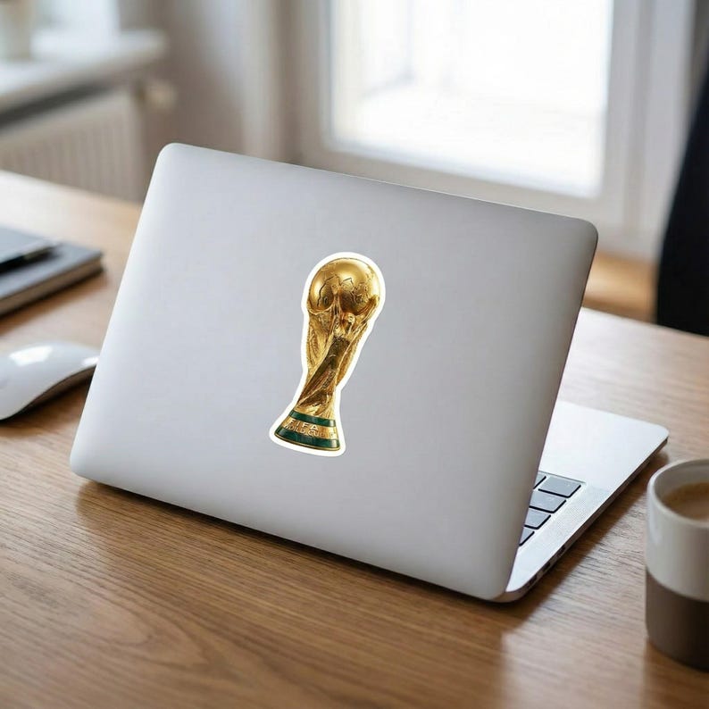 Golden World Cup Trophy Sticker – Premium Die-cut Soccer Decal for ...