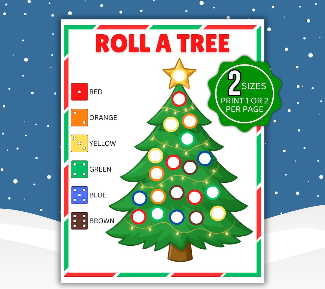 Roll a Christmas Tree Game Printable, Roll a Tree, Roll a Dice Game ...