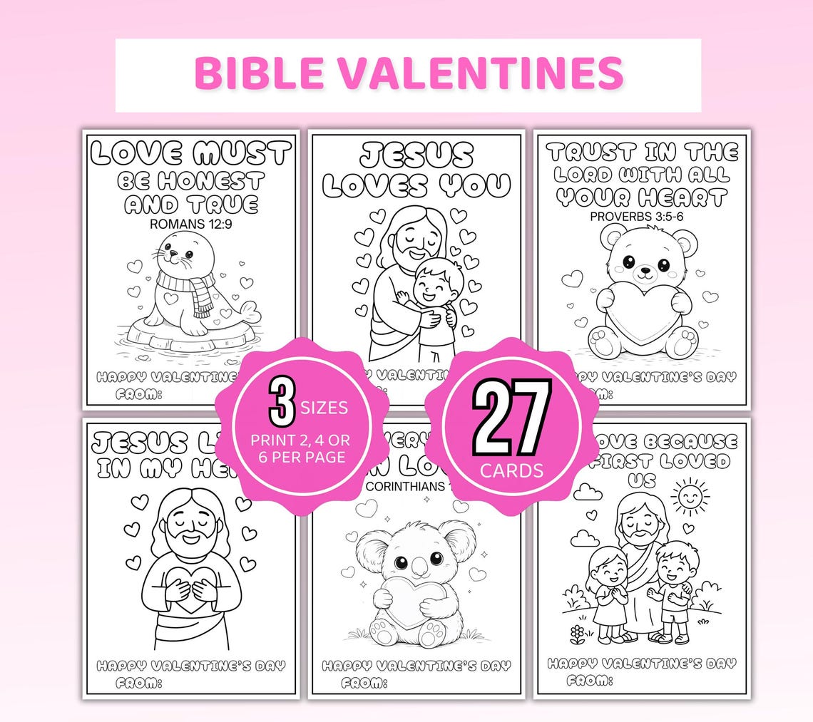 Bible Scripture Valentine Cards, Bible Verse Coloring Valentine Cards ...