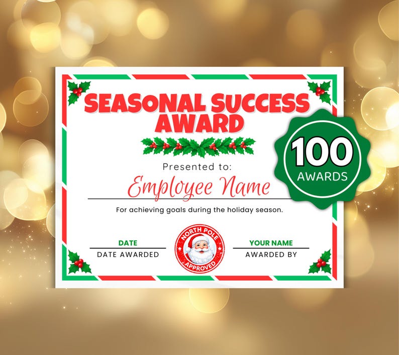 Funny Employee Award Certificates, Holiday Award Certificates, Funny ...