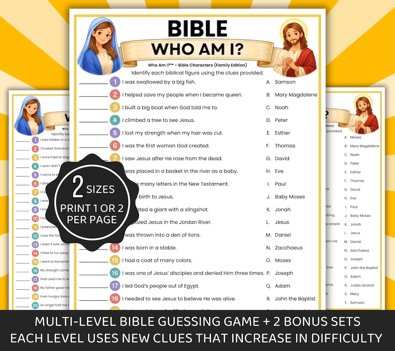 Bible Trivia, Bible Who Am I Game Bundle, Bible Trivia Games, Printable ...