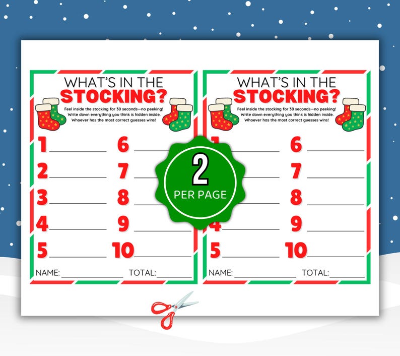 Christmas Whats in the Stocking Game, Christmas Party Game, Printable ...