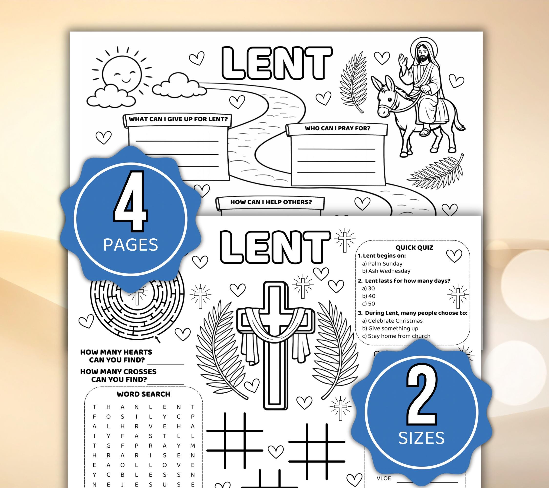 Lent Coloring Pages, Lent Activity Placemat, Lent Coloring Book, Lent ...